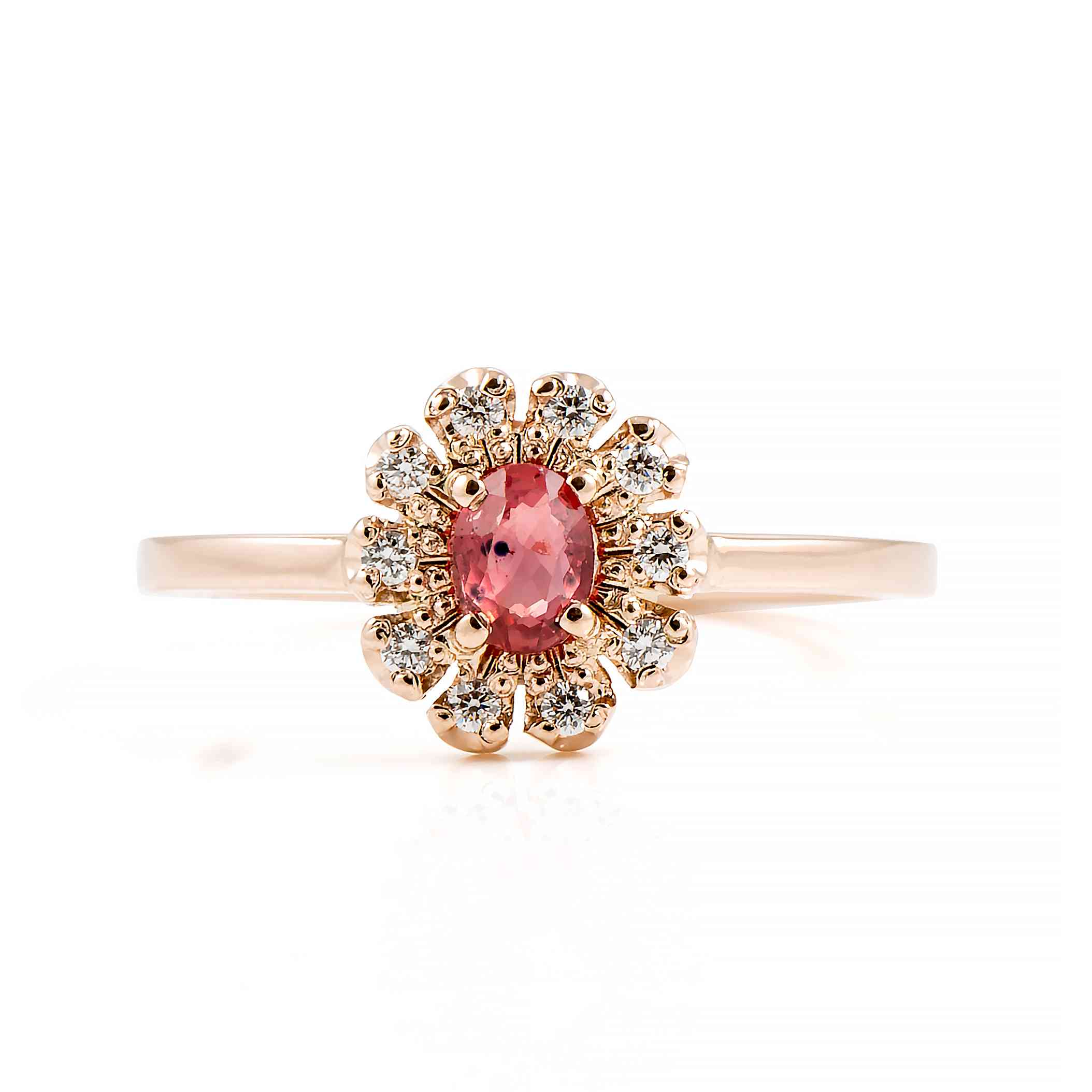 Inel Logodnă Aur Roz 14K | Safir Roz & Diamante Naturale | Zehava ...