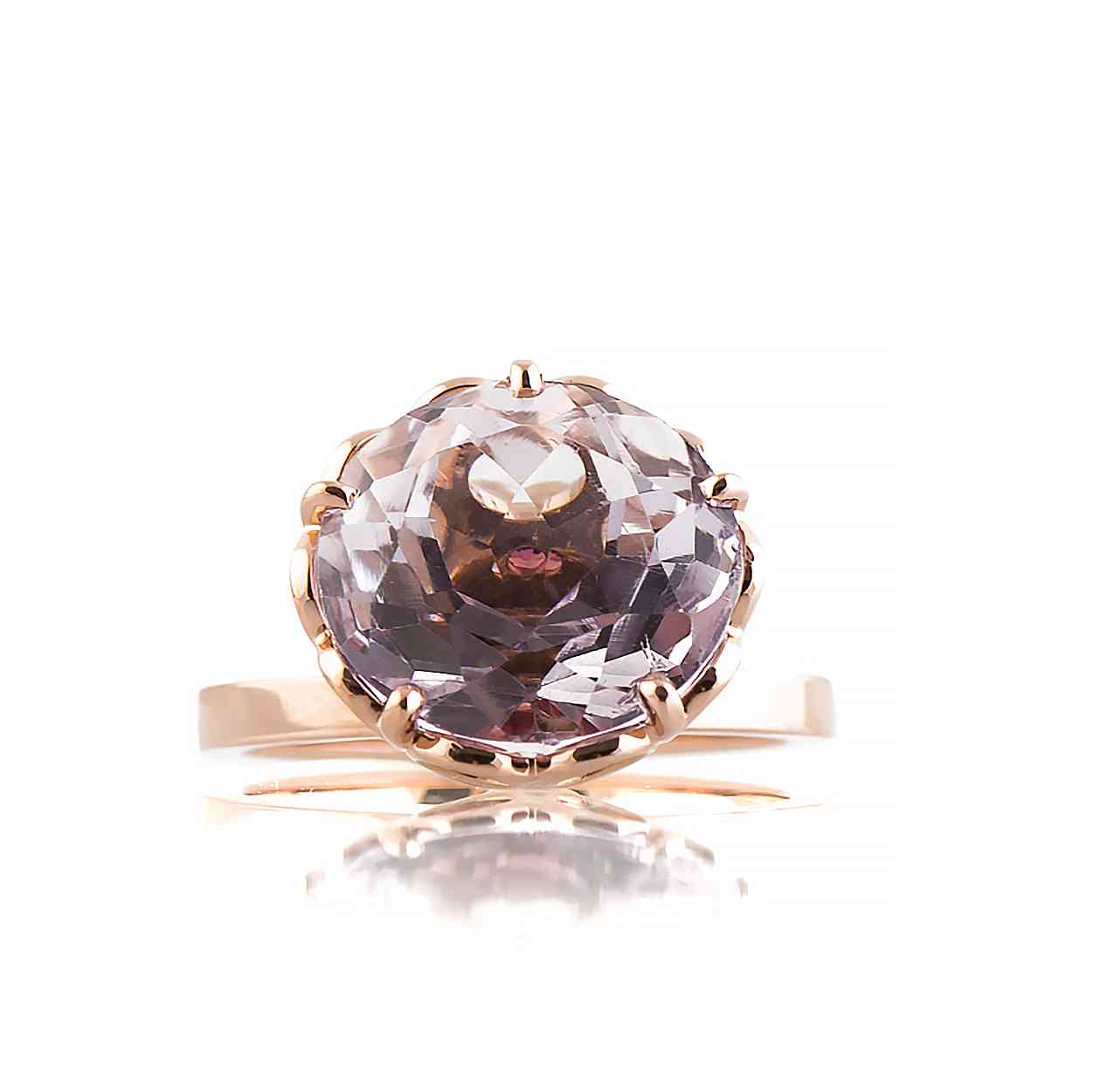 Inel Aur Roz 14K cu Rose Quartz Natural | Lucrat Manual | Zehava ...